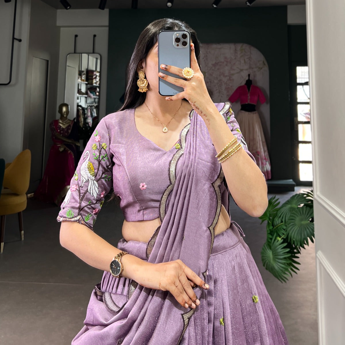 Priya Vichitra Simmer Gajari Dhavani Set | Langa Davani Set | Half-Sar ...