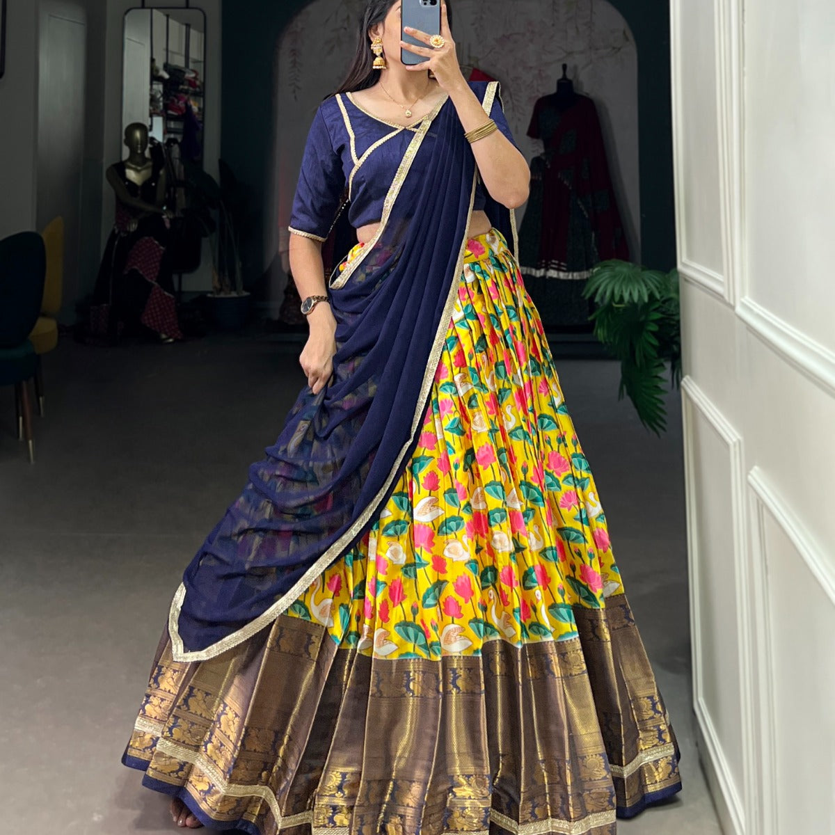Babita Mysore Silk Dhavani / Langa Davani / Half Sarees | Shoppers Tre ...