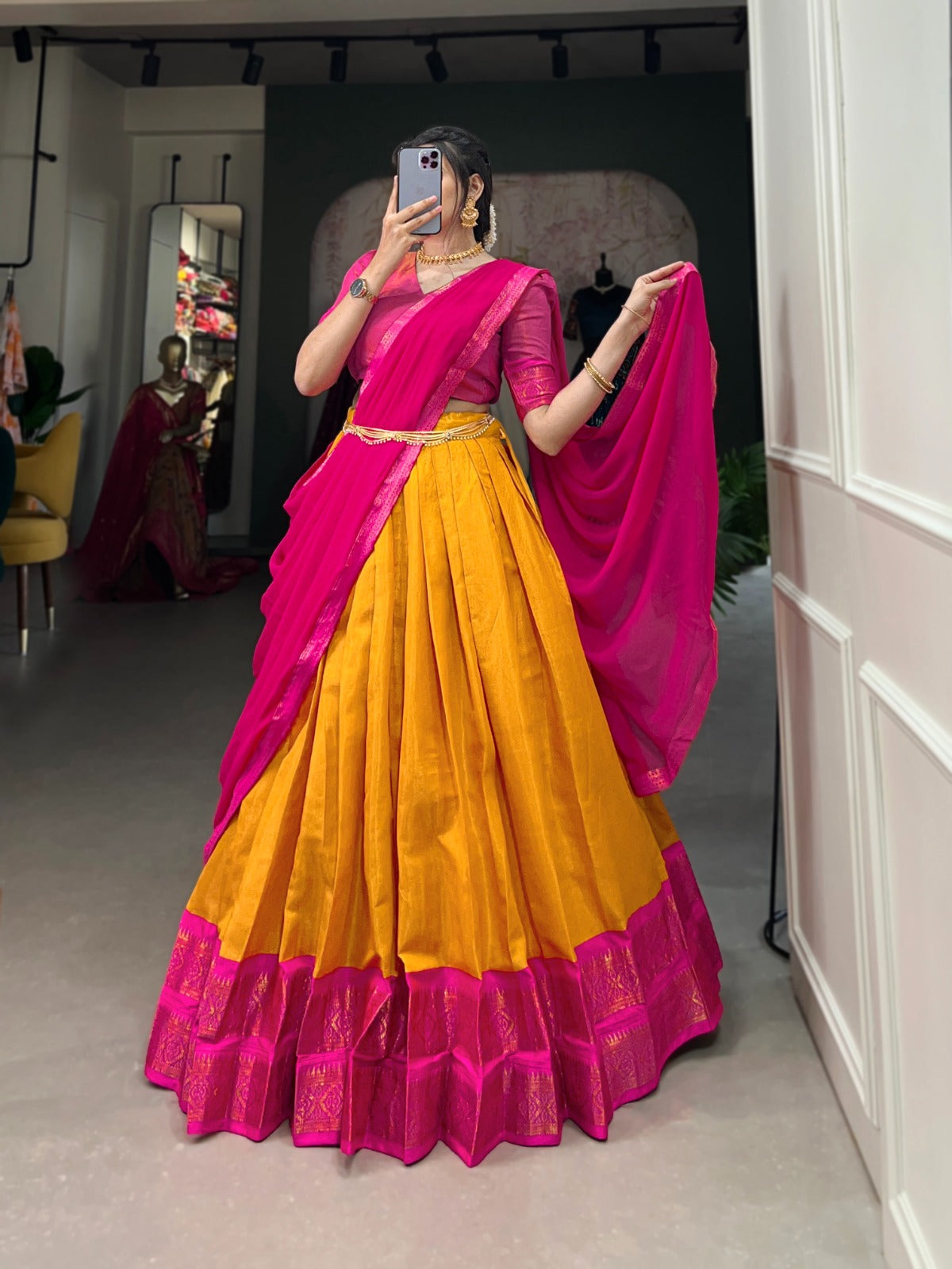 South Indian Kanchipuram Langa Voni Set Full Stitched – shoppers trend