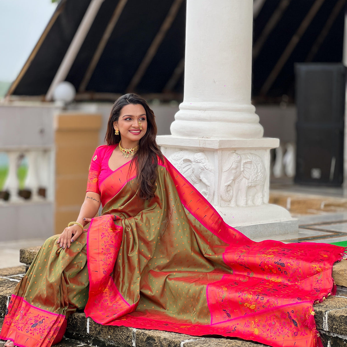 Himani Soft Pethani Silk Rani Saree | Shoppers Trend – shoppers trend