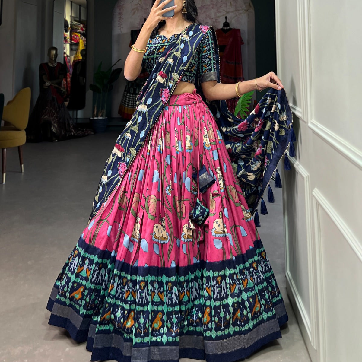 Krisha Tussar Silk Dhavani Set | Half-Saree | Shoppers Trend – shoppers ...